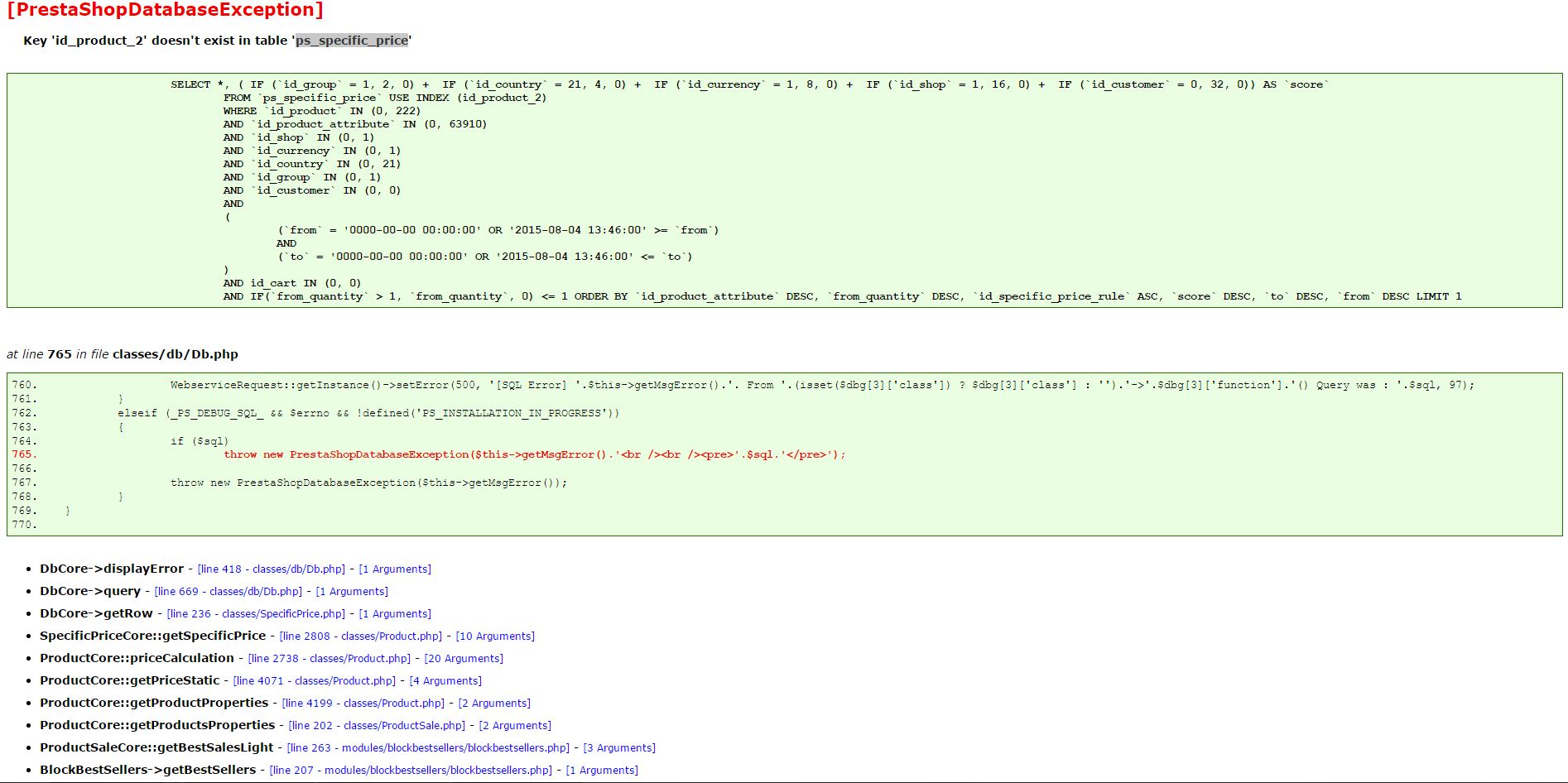 Key 'id_product_2' doesn't exist in table 'ps_specific_price' - Configuring and using PrestaShop ...