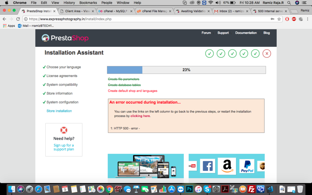 500 Internal Server Error While Installing Prestashop 170x Installing Prestashop For The 