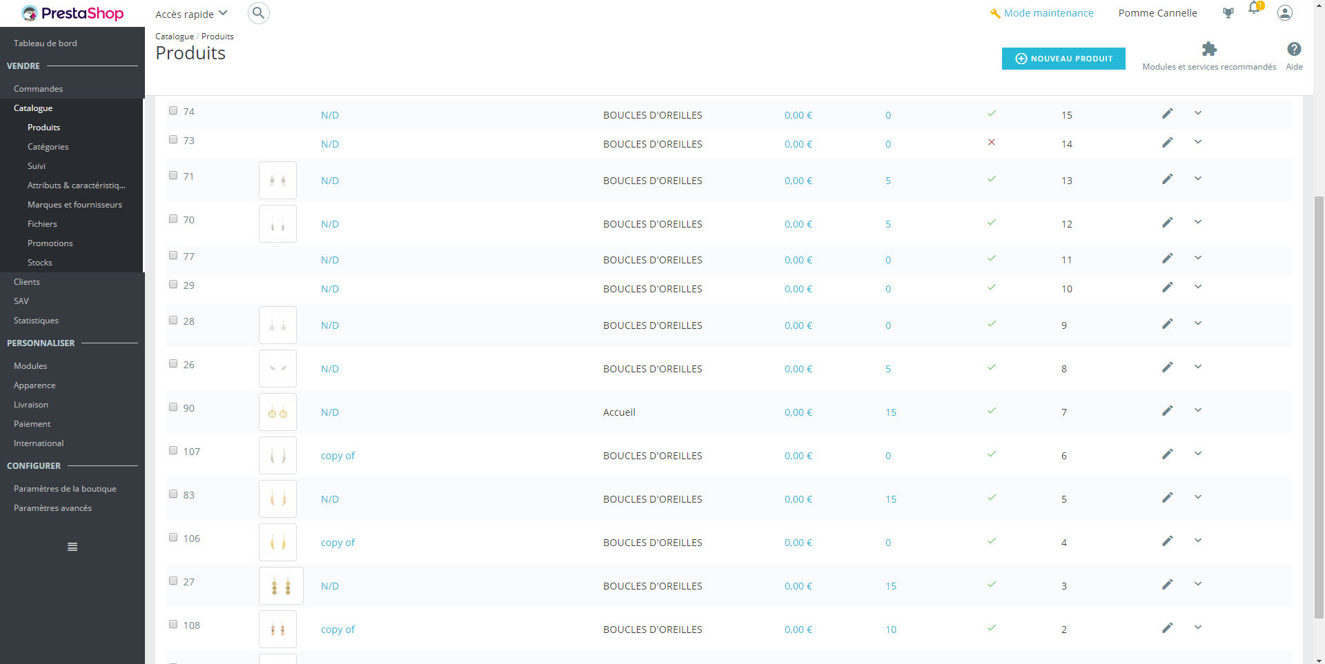 Names in Product appear as N/D in Back office and don't appears in front office problem ...