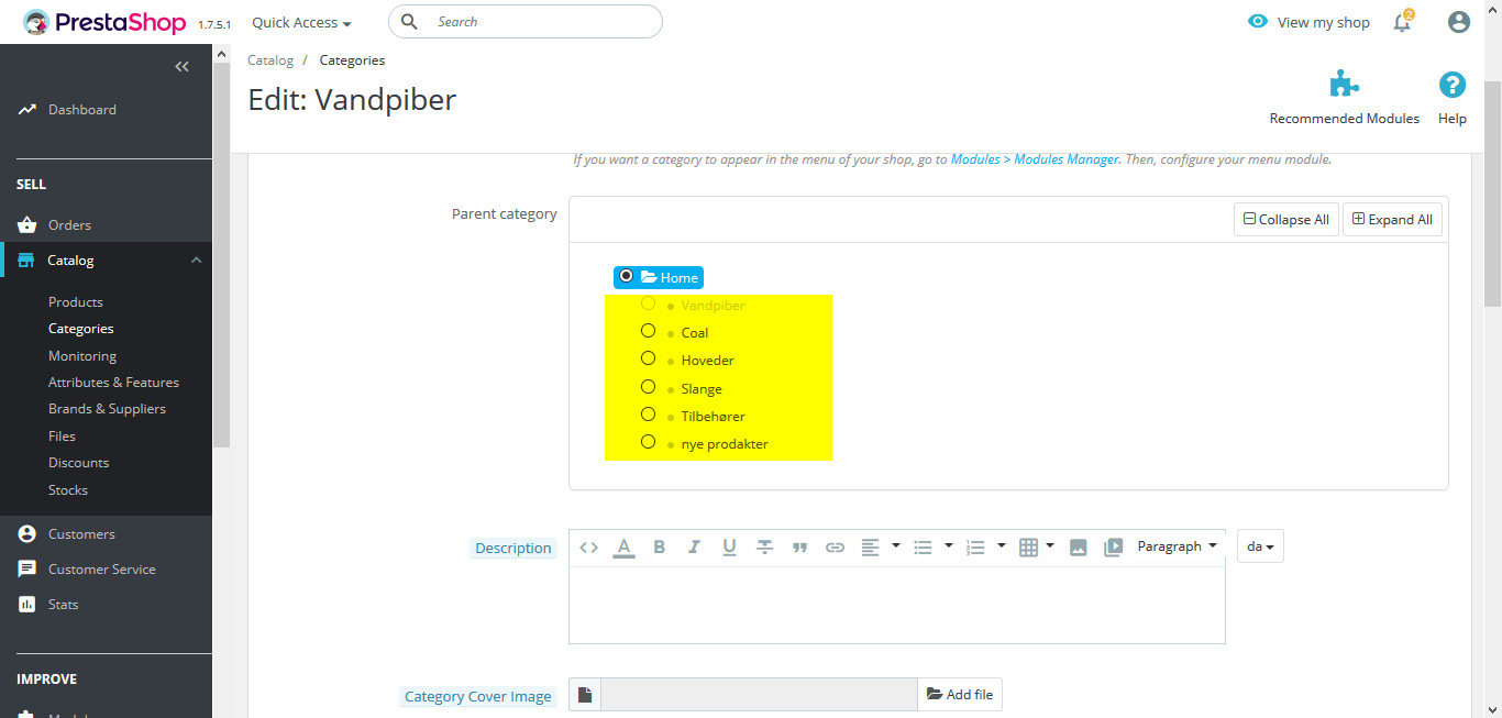 Add a Parent category in prestshop 1.7.5.1 - Configuring and using PrestaShop - PrestaShop Forums