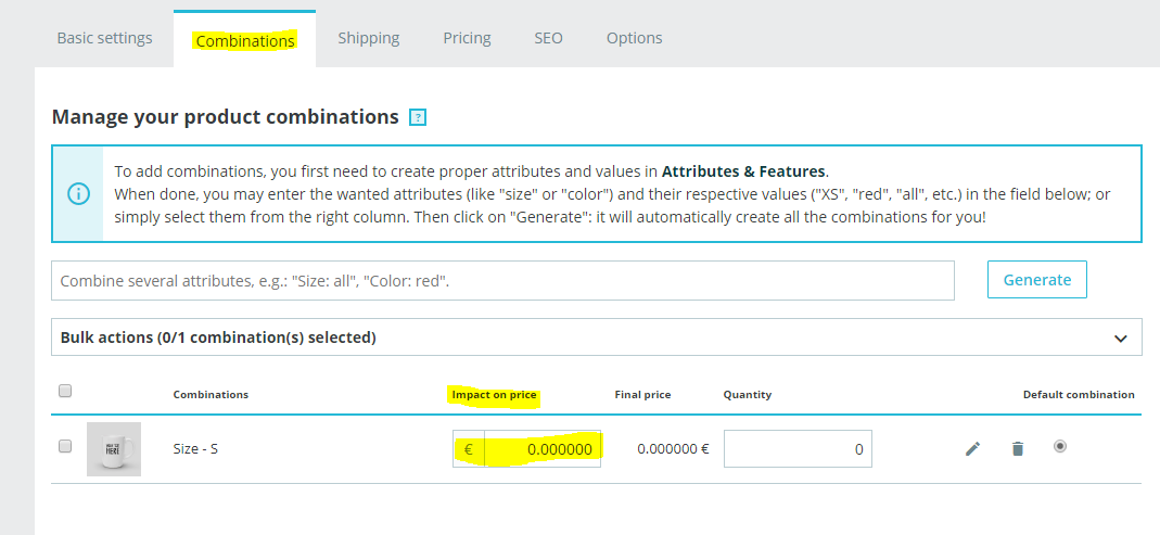 How to create one product having different prices - Configuring and using PrestaShop ...