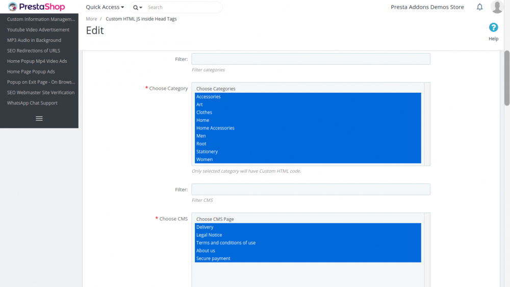 Prestashop Custom Htmlcssjsonline Chatssoftwares Integration Supported Versions 151617