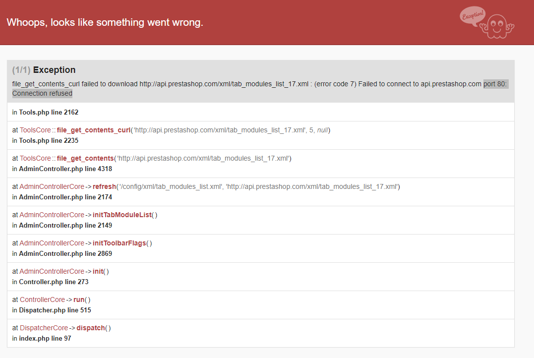 Filegetcontentscurl Failed To Download Xmltabmoduleslist17xml