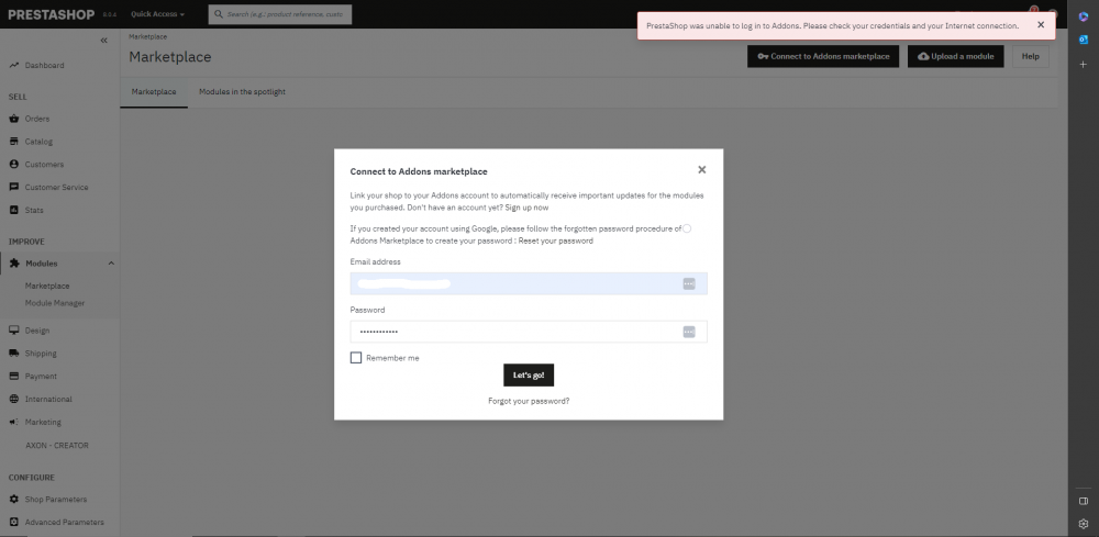 Cannot Connect to Prestashop Addons Marketplace - General topics - PrestaShop Forums