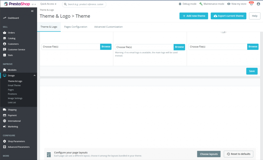 How to choose layout in Prestashop 8.1 - General topics - PrestaShop Forums